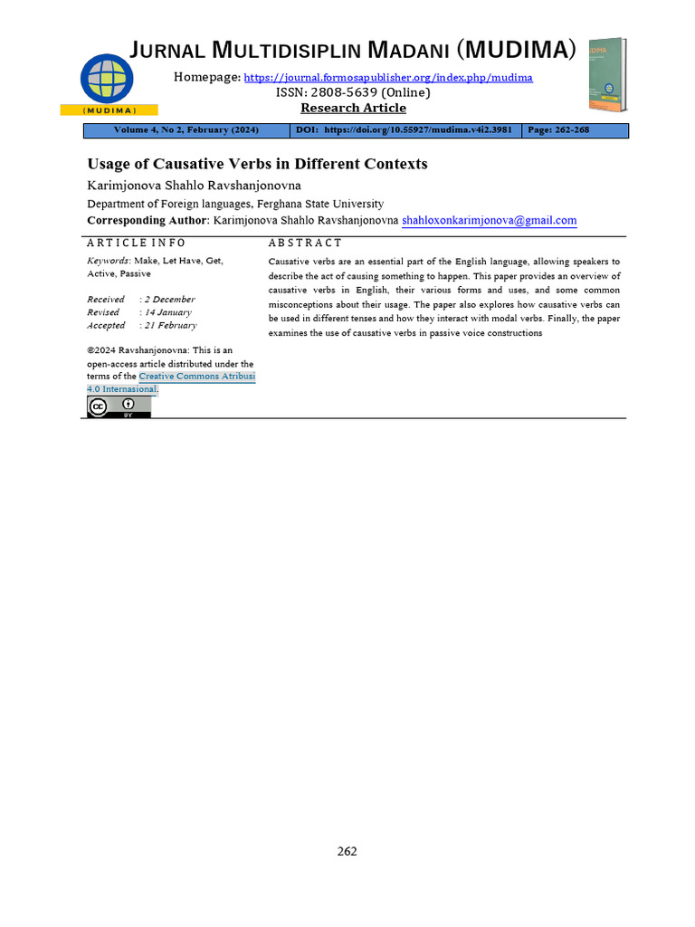 Usage of Causative Verbs in Different Contexts | PDF | Verb | English ...