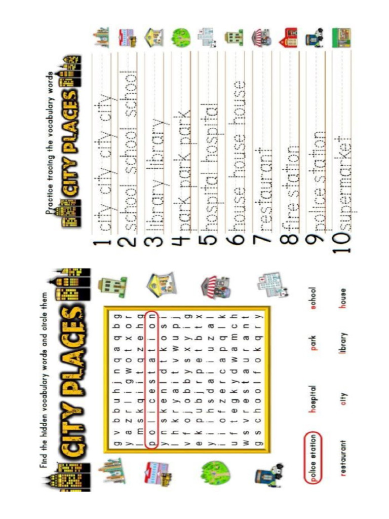 3K Worksheets Professions-City Places | PDF