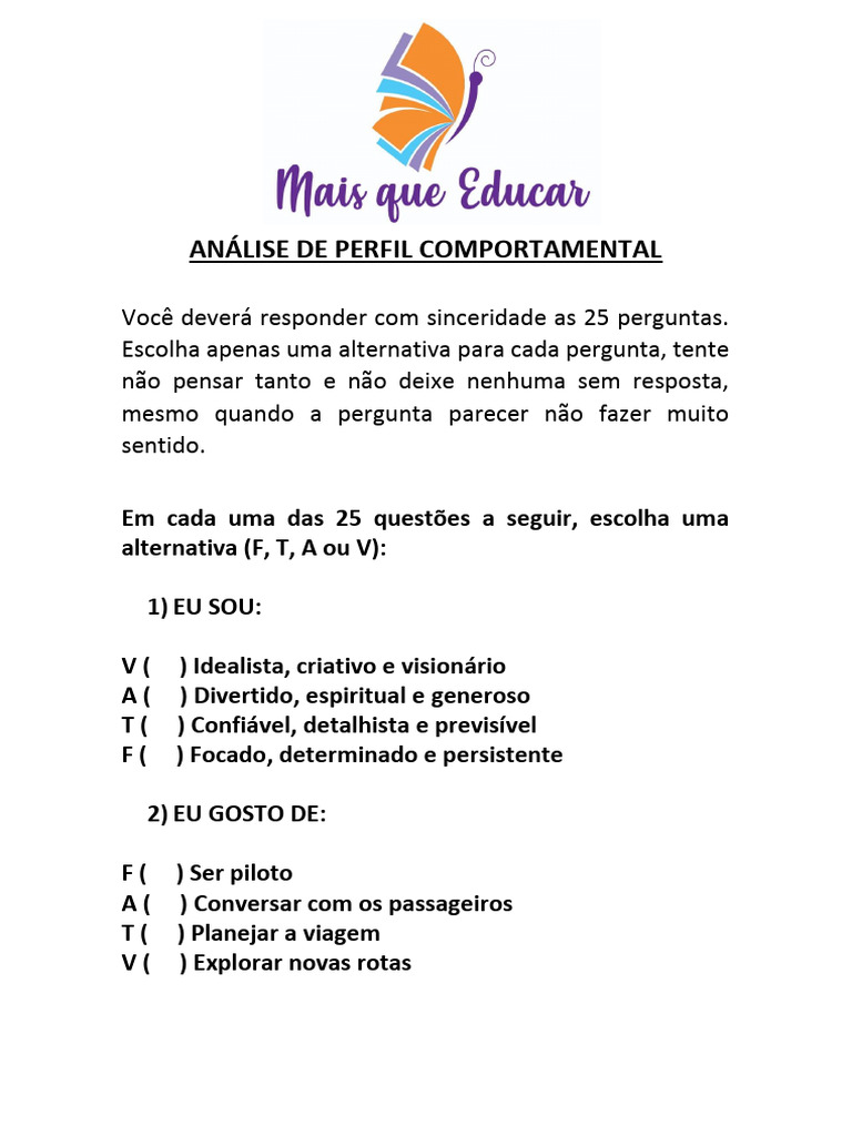 Teste de Perfil Comportamental | PDF
