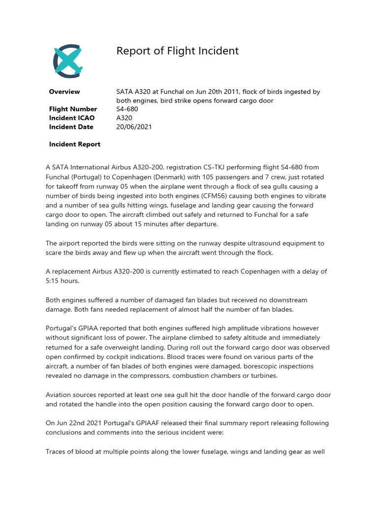 Aviation Incident Report - S4-680 - 20062021 | PDF | Takeoff | Aircraft