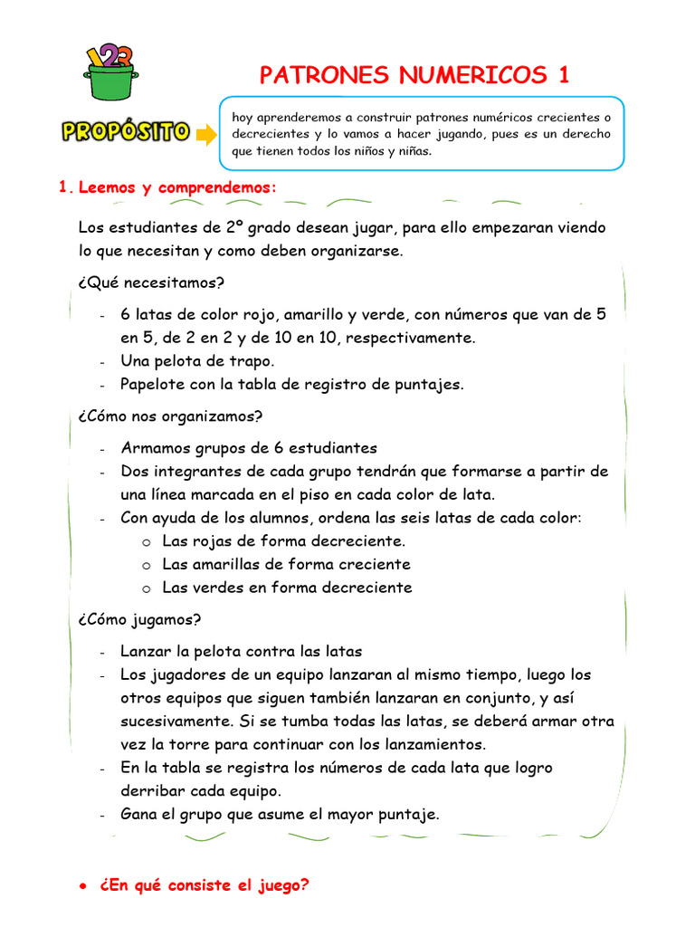 Ficha Mat Patrones Numericos 1 | PDF