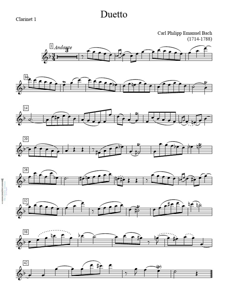 (Clarinet Institute) Bach, C.P.E. - Duetto | PDF