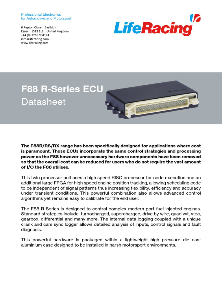 F88 R-Series ECU Datasheet V2 | PDF | Central Processing Unit ...