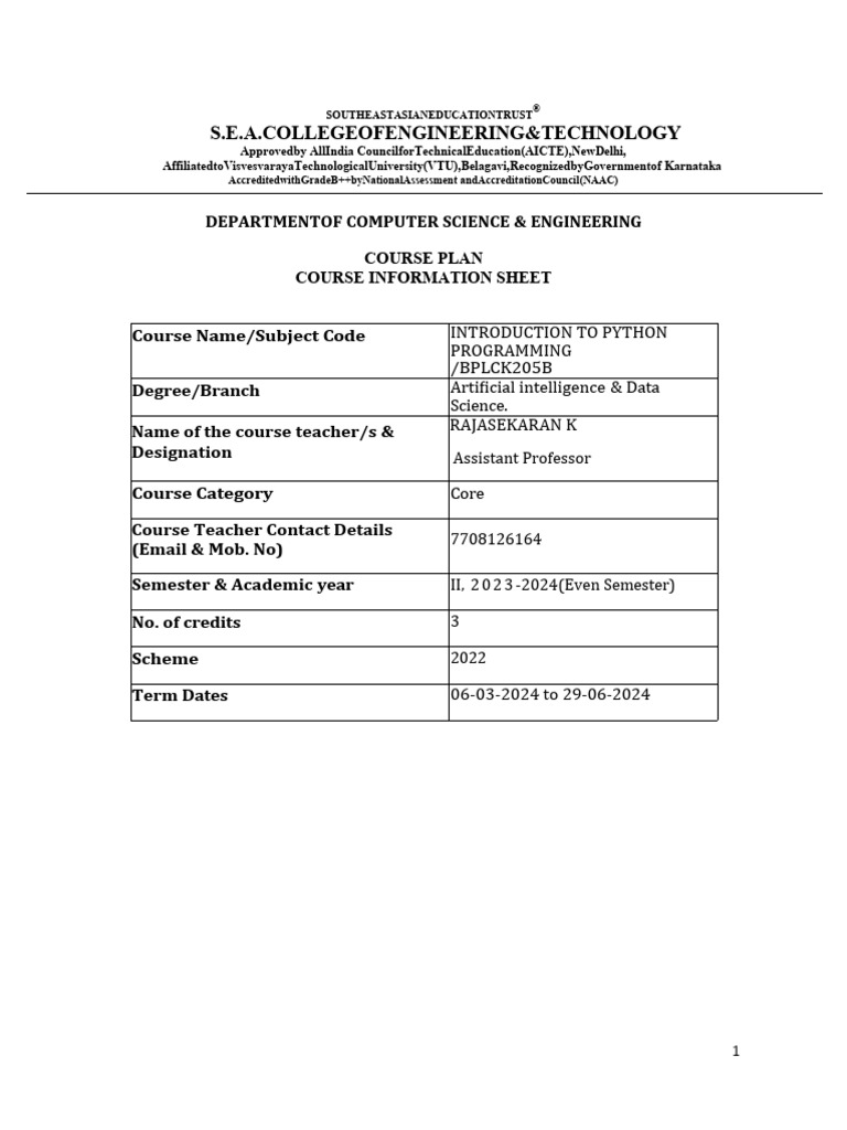 Python2024course File Even Cse Pdf Programming Computer Program