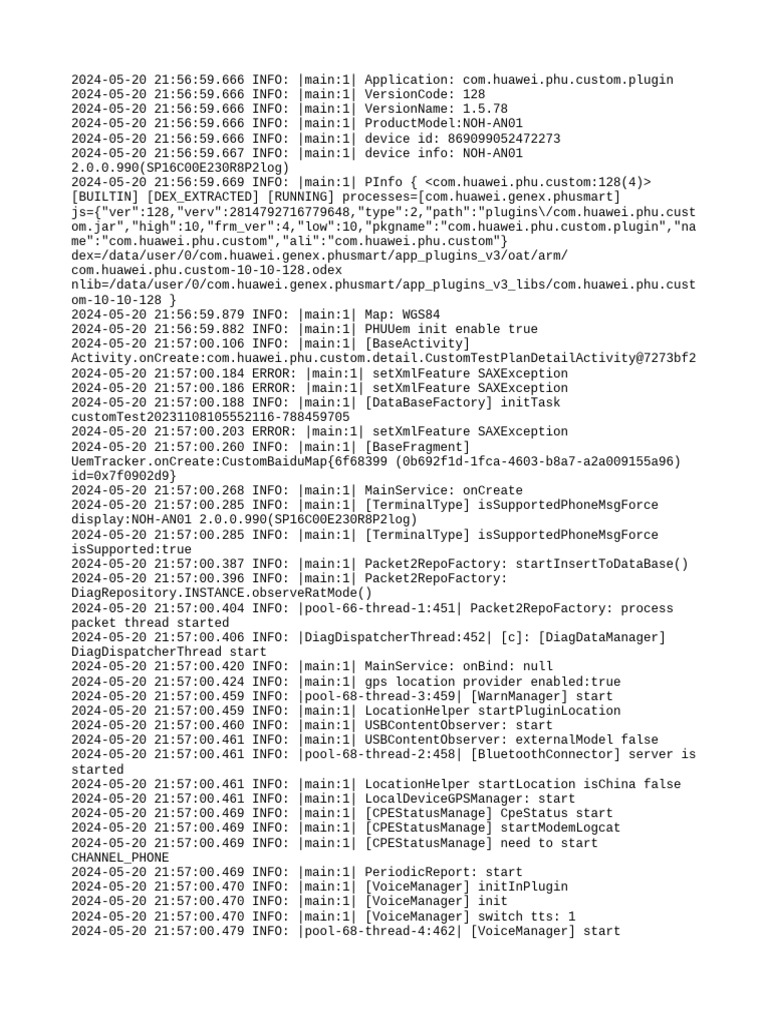 Com - Huawei.phu - Custom 869099052472273 2024 05 20 Log | PDF | Digital Technology | Computer Data