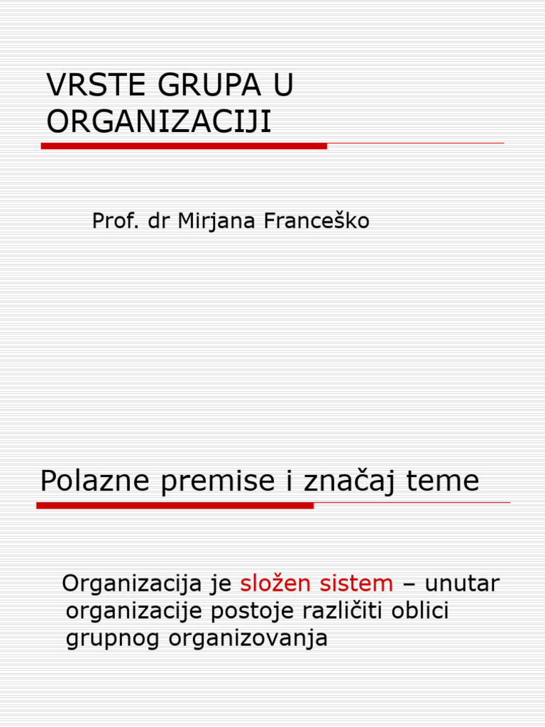 Vrste Grupa U Organizaciji | PDF