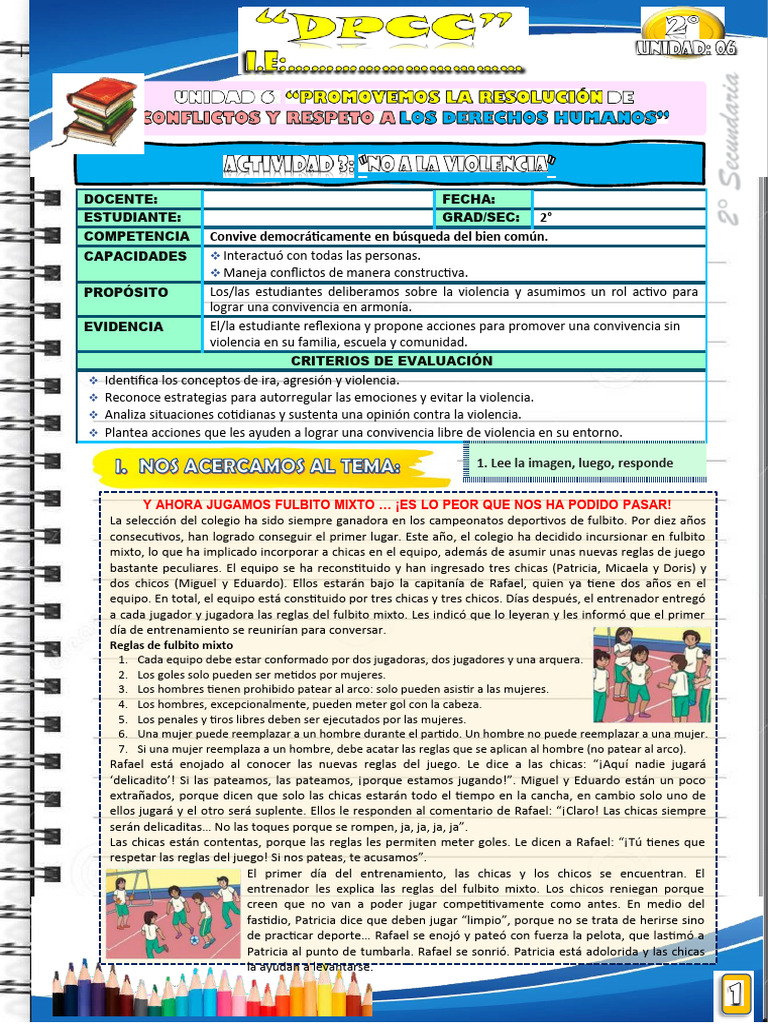 2° DPCC - Actv.03-Unid.6 2023 | PDF | Ira | Agresión