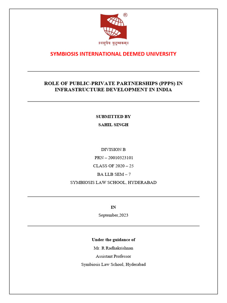 Role of Public-private Partnerships (Ppps) in Infrastructure Development in India | Download ...