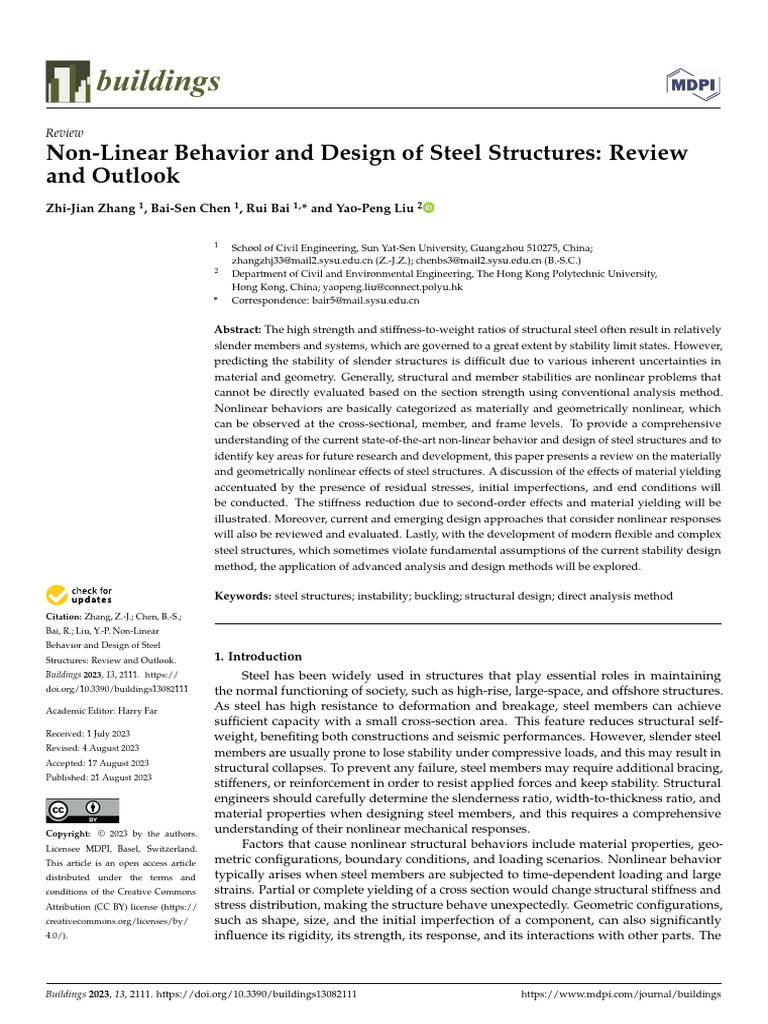 Non-Linear Behavior and Design of Steel Structures | PDF | Strength Of Materials | Deformation ...