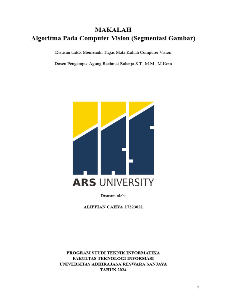 Algoritma Segmentasi Gambar dalam Visi Komputer | PDF