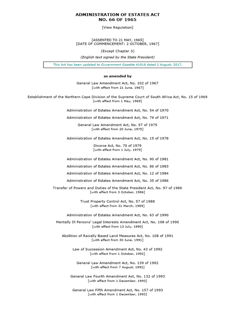 Administration of Estates Act Overview | PDF | Will And Testament ...
