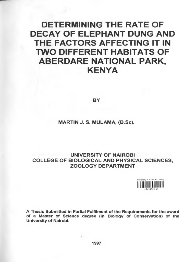 Determining The Rate of Decay of Elephant Dung and The Factors ...