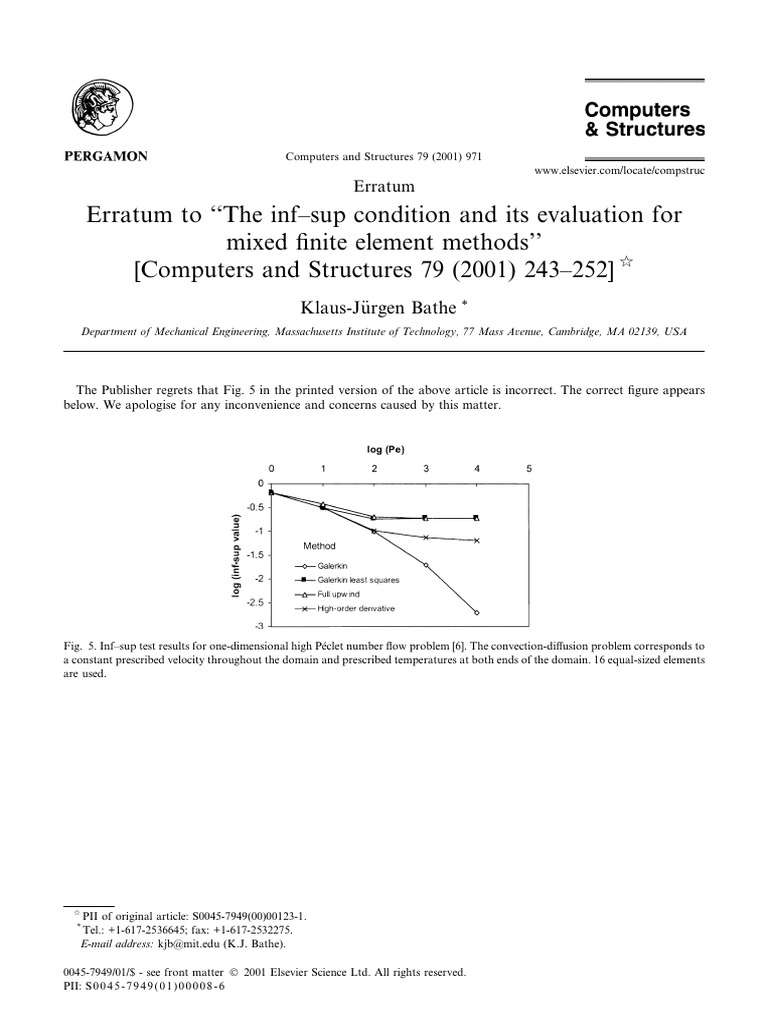 2001 - Bathe - The Inf-Sup Condition and Its Evaluation For Mixed Finite Element Methods 2 | PDF ...