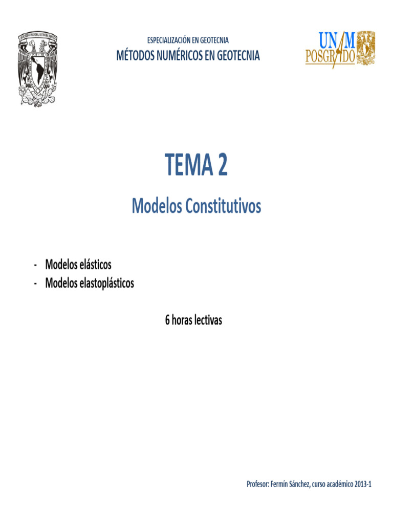 Tema 2. Modelos Constitutivos | PDF | Elasticidad (Física) | Ciencia de los Materiales