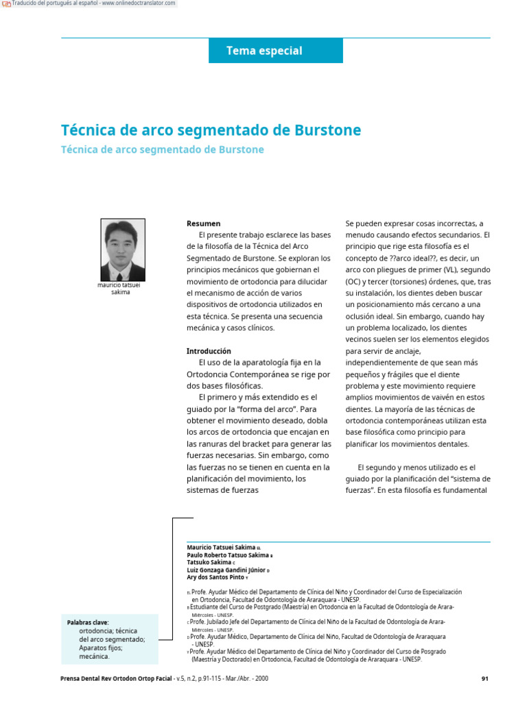 Técnica de Arco Segmentado de Burstone | PDF | Ortodoncia | Fuerza