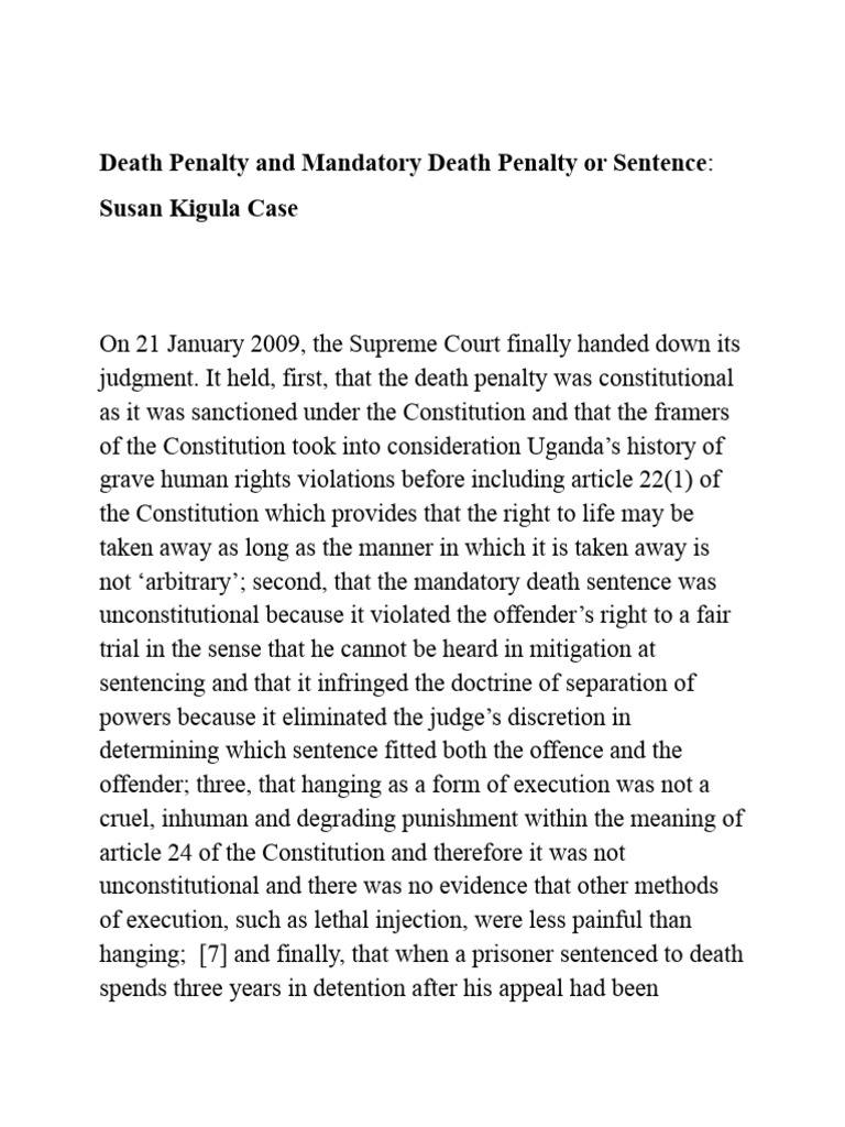 Death Penalty and Mandatory Death Penalty or Sentence | PDF | Capital ...