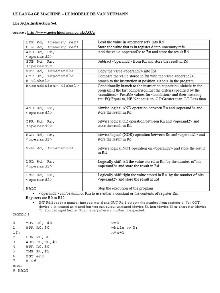 Le Langage Machine | Download Free PDF | Computer Architecture ...