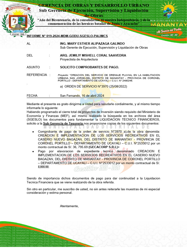 Informe de Solicitud de Conformidad de Pago | PDF | Economias | Dinero