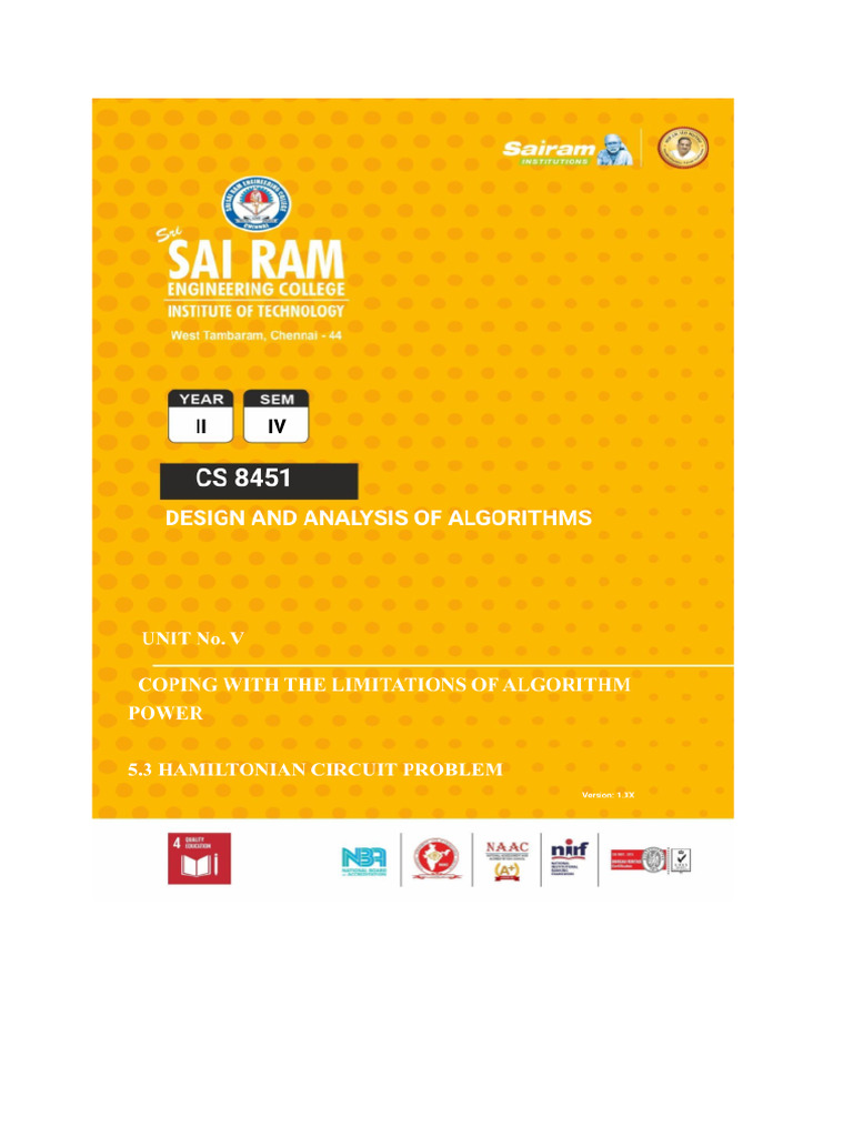 5.3 Hamiltonian Circuit Problem | PDF | Teaching Methods & Materials