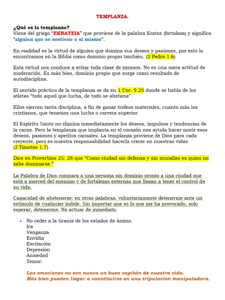 TEMPLANZA | PDF | Sansón | Depredación