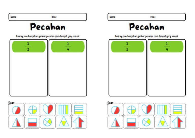 Pecahan Setengah Dan Seperempat 2C | PDF