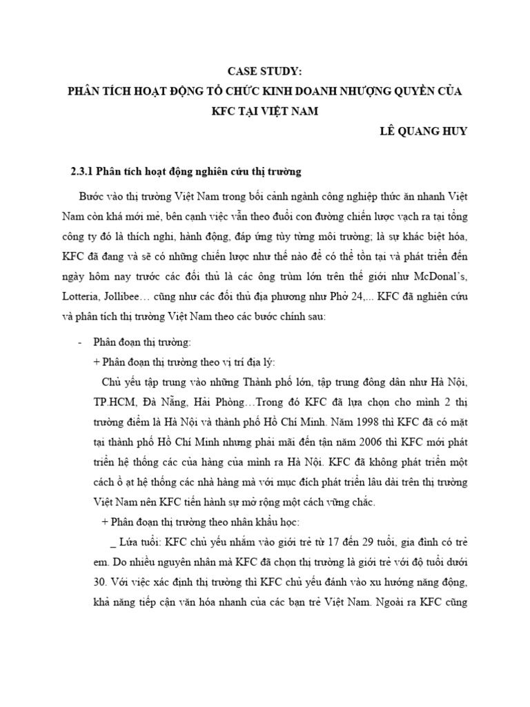 CASE STUDY Franchise KFC | PDF