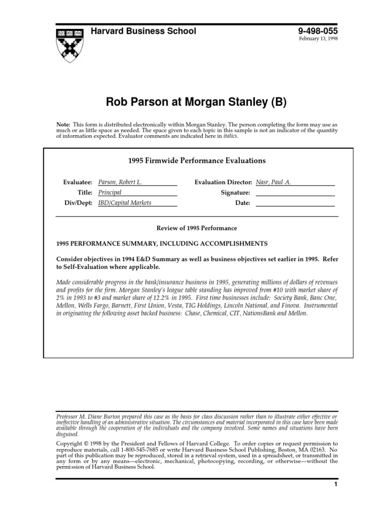 Caso - Rob Parson en Morgan Stanley - B | PDF | Business | Economies