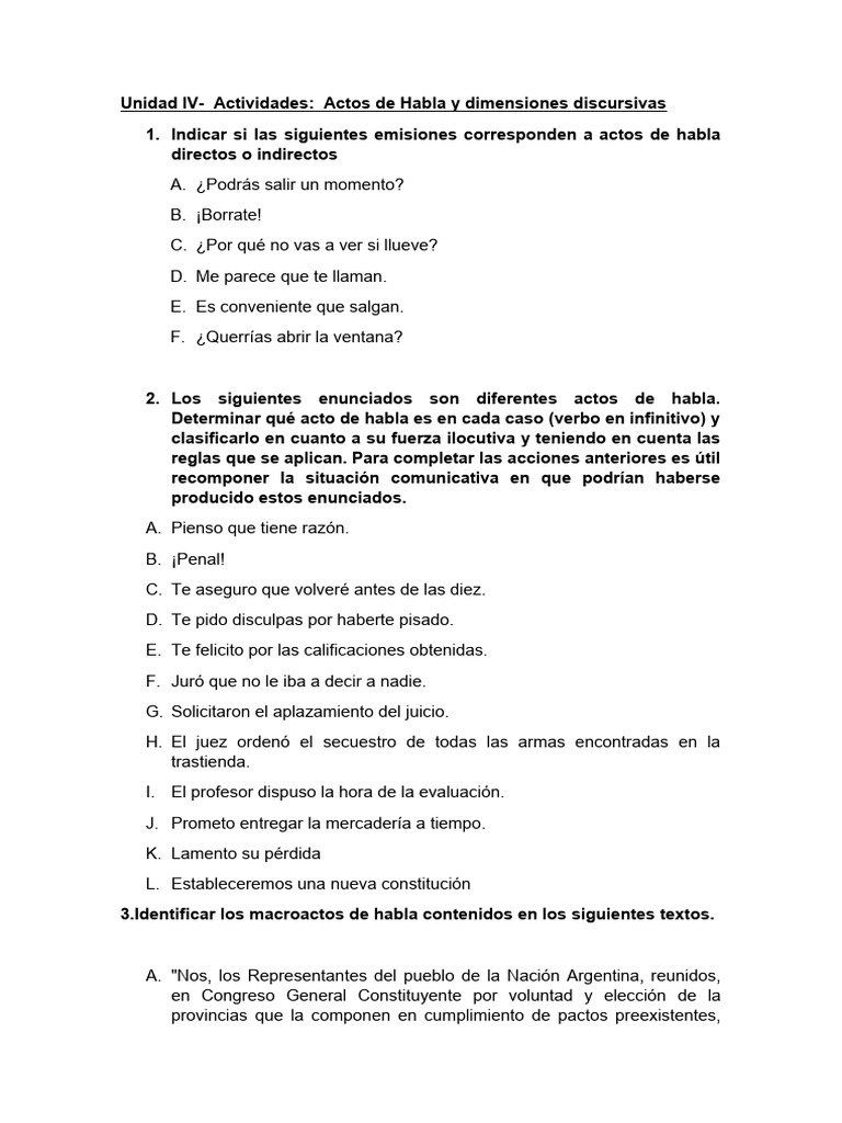 ACTIVIDAD-UNIDAD 3 Y 4- DIMENSIONES DISCURSIVAS Y ACTOS DEL HABLA | PDF ACTIVIDAD-UNIDAD 3 Y 4- DIMENSIONES DISCURSIVAS Y ACTOS DEL HABLA | PDF