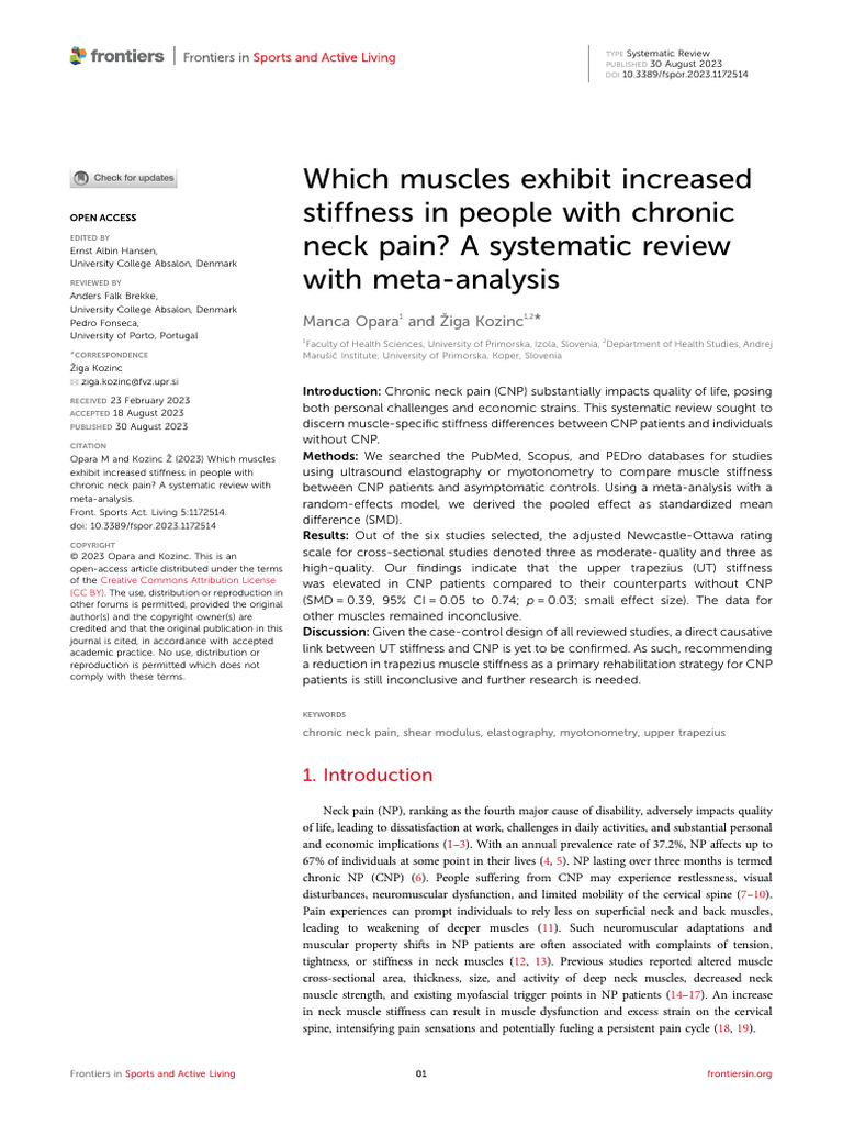 Quais Músculos Apresentam Maior Rigidez em Pessoas Com Dor Cervical ...