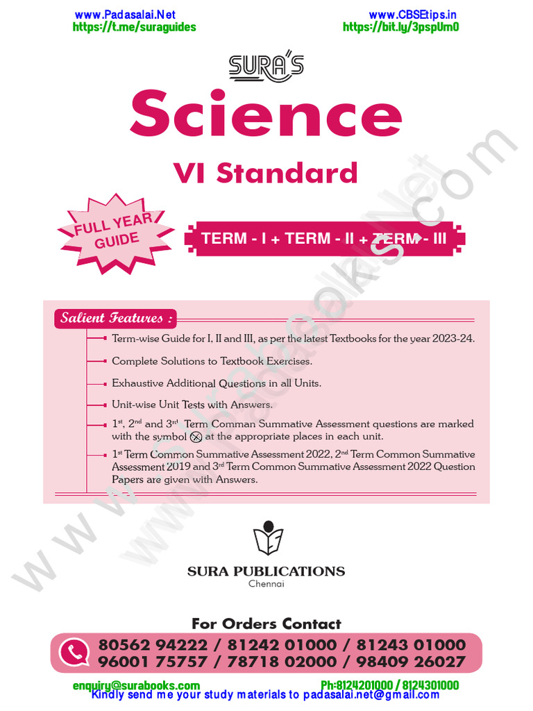 6th Science EM Sura Guides 2023 2024 Sample Notes English Medium PDF ...