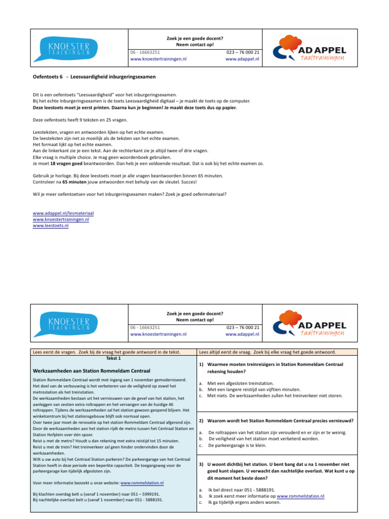 Oefentoets 6 Leesvaardigheid PERFECT | PDF