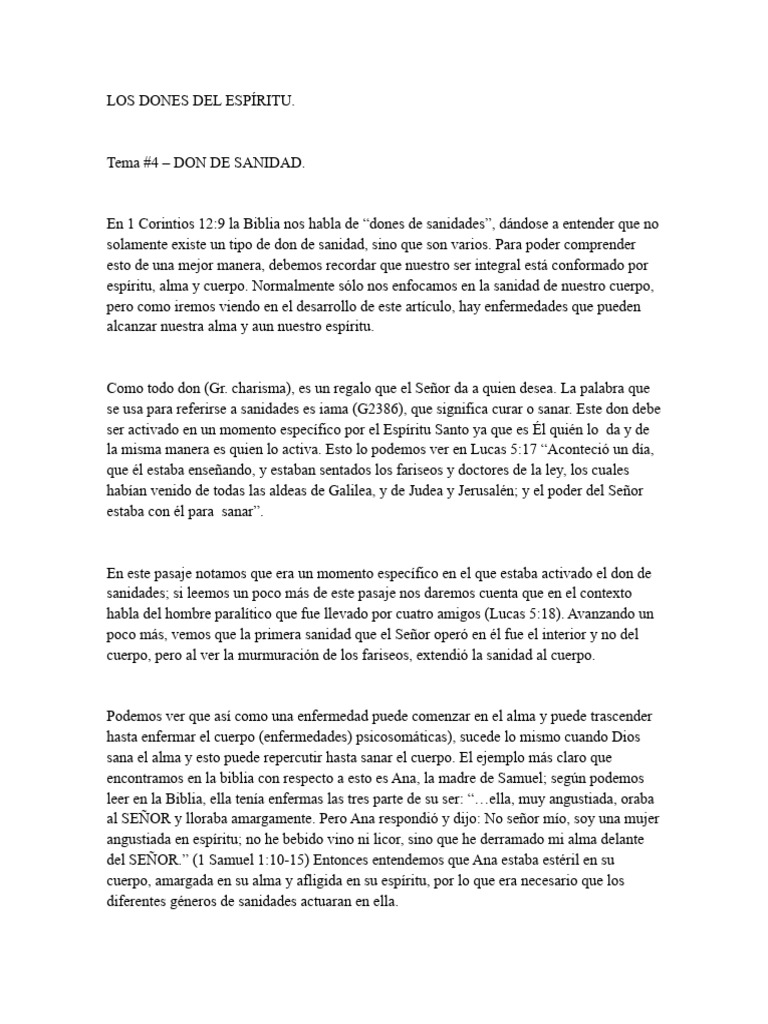 Don de Sanidades | PDF | Alma | Creencia religiosa y doctrina