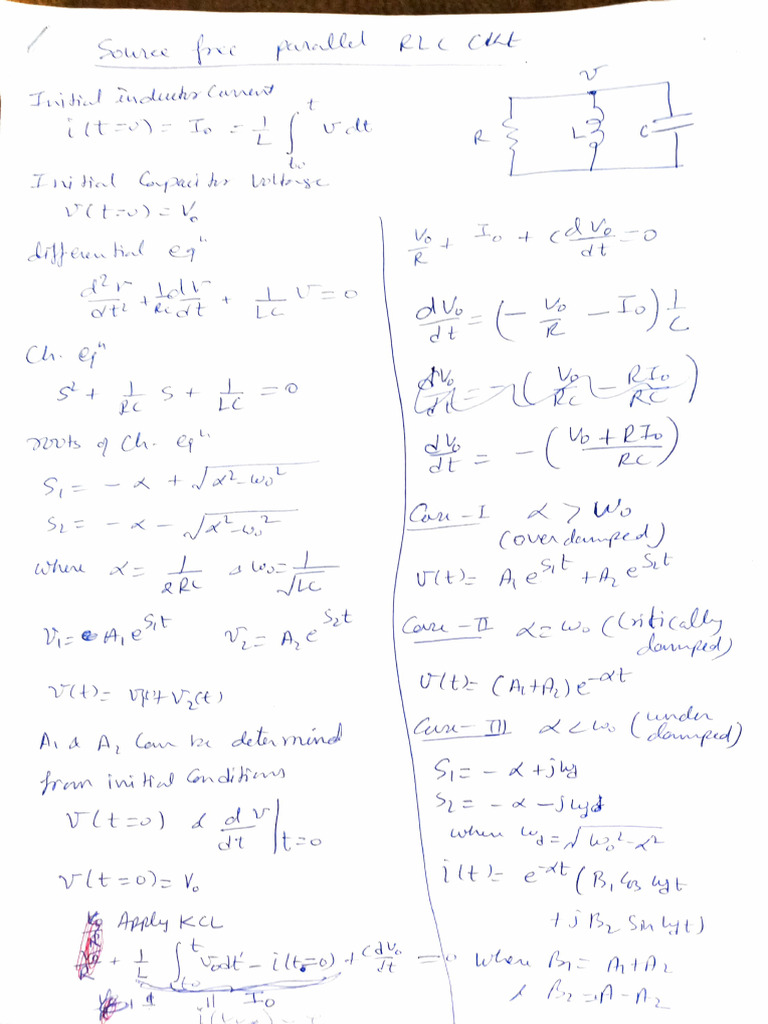 Numerical On Source Free Series Rlc Circuit Pdf