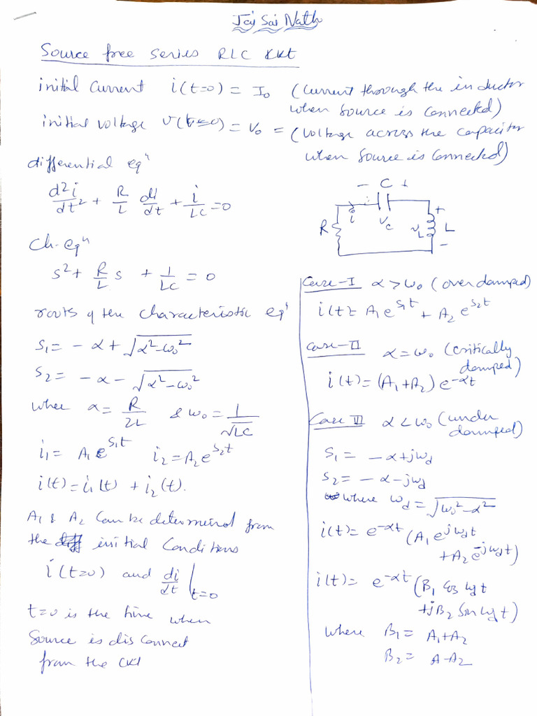 Numerical On Source Free Rlc Ckt Pdf