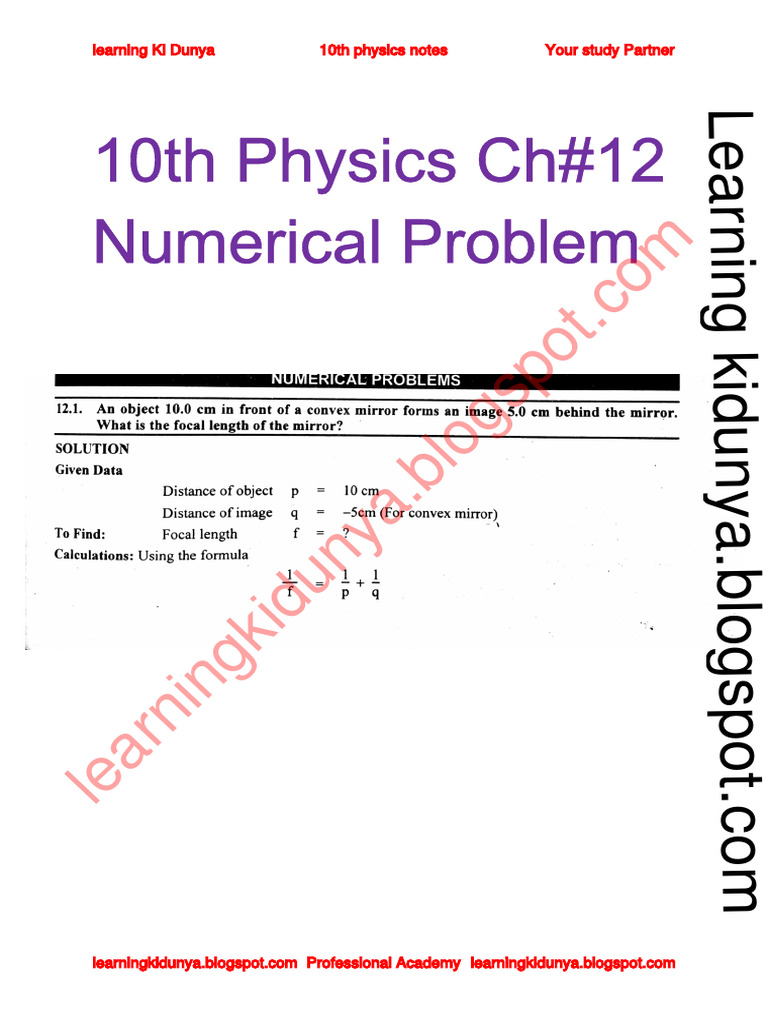 10th Physics Chapter 12 Numericals | PDF