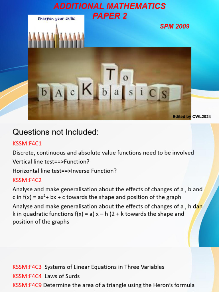 SPM 2009 Additional Mathematics Guide | PDF