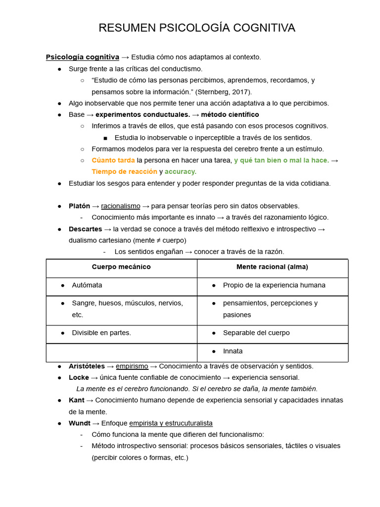 Final Resumen Psico Cognitiva | PDF | Memoria | Percepción