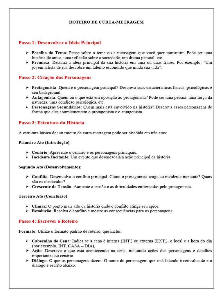 Roteiro de Curta Metragem | PDF | Roteiro