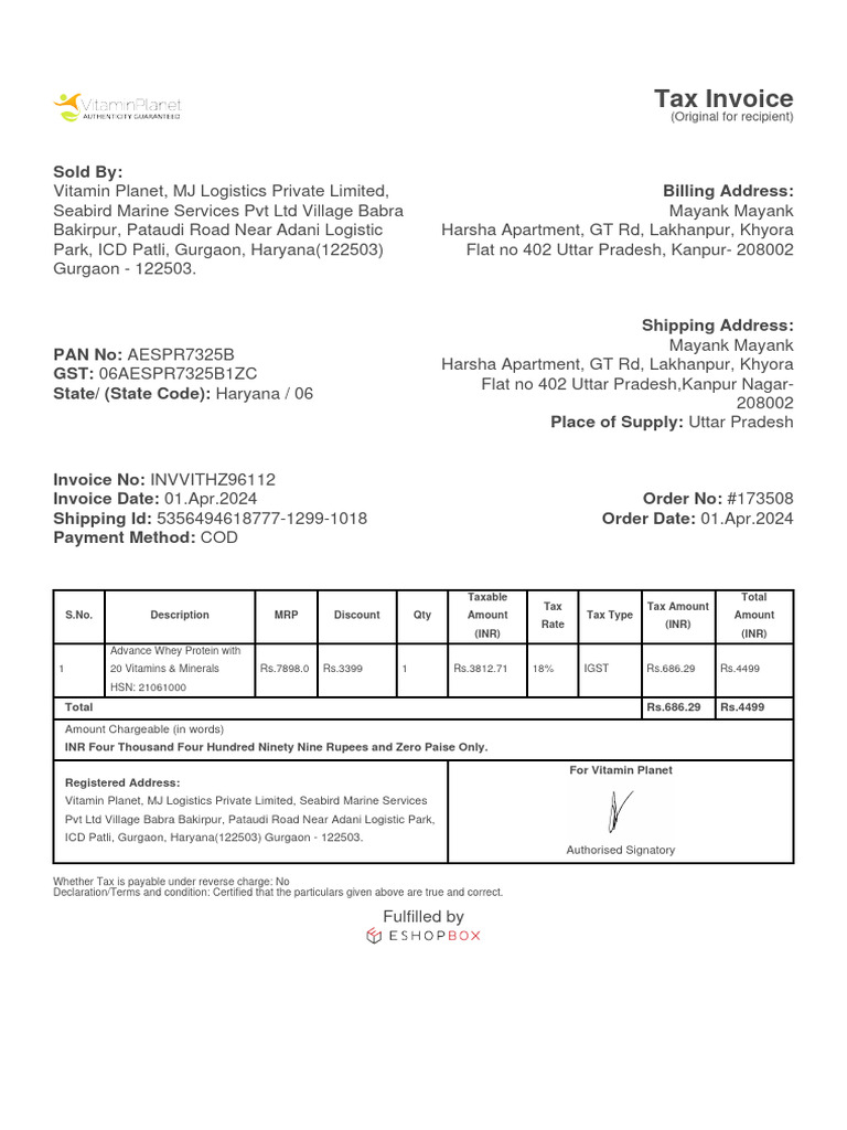 Tax Invoice: (Original For Recipient) | PDF | Economies | Public Finance