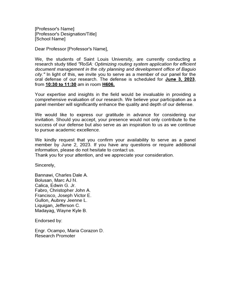 Panel Invitation Letter | PDF | Career & Growth