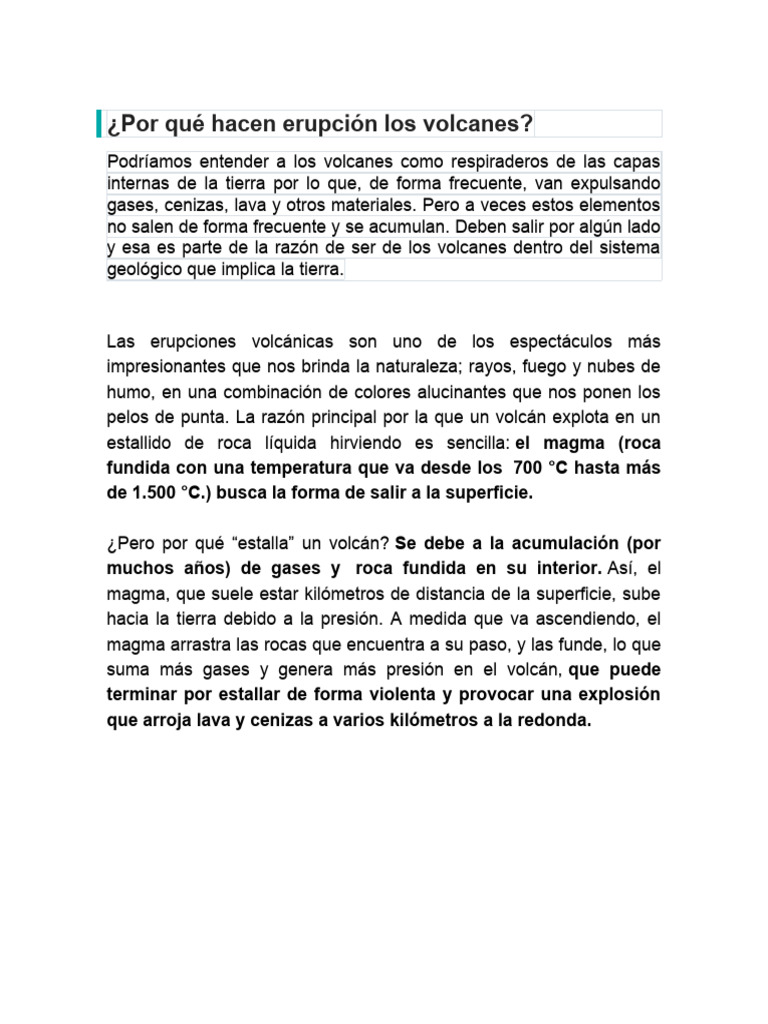Causas y Tipos de Erupciones Volcánicas | PDF | Tipos de erupciones ...