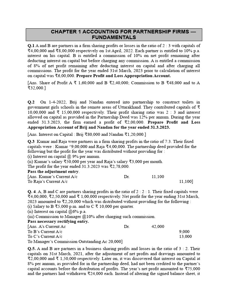 ACCOUNTS Holidays Homework Class12 | PDF | Debits And Credits | Balance ...