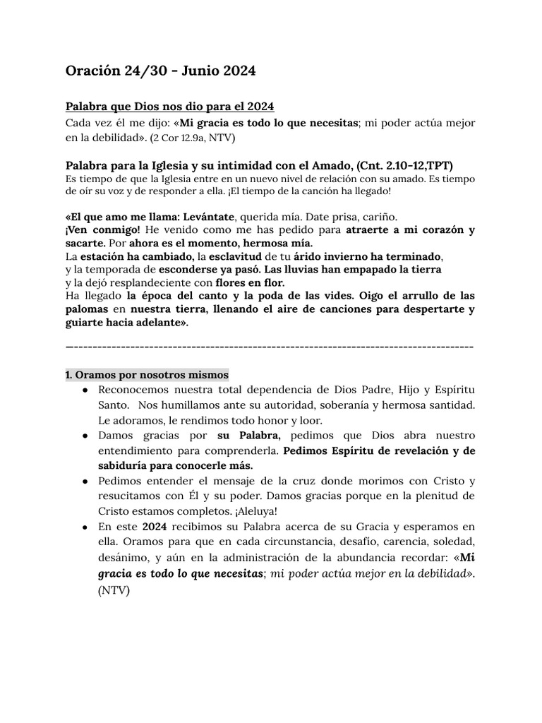 Oración 24 - 30 - Junio 2024 | PDF | Cristo (título) | Creencia religiosa y doctrina
