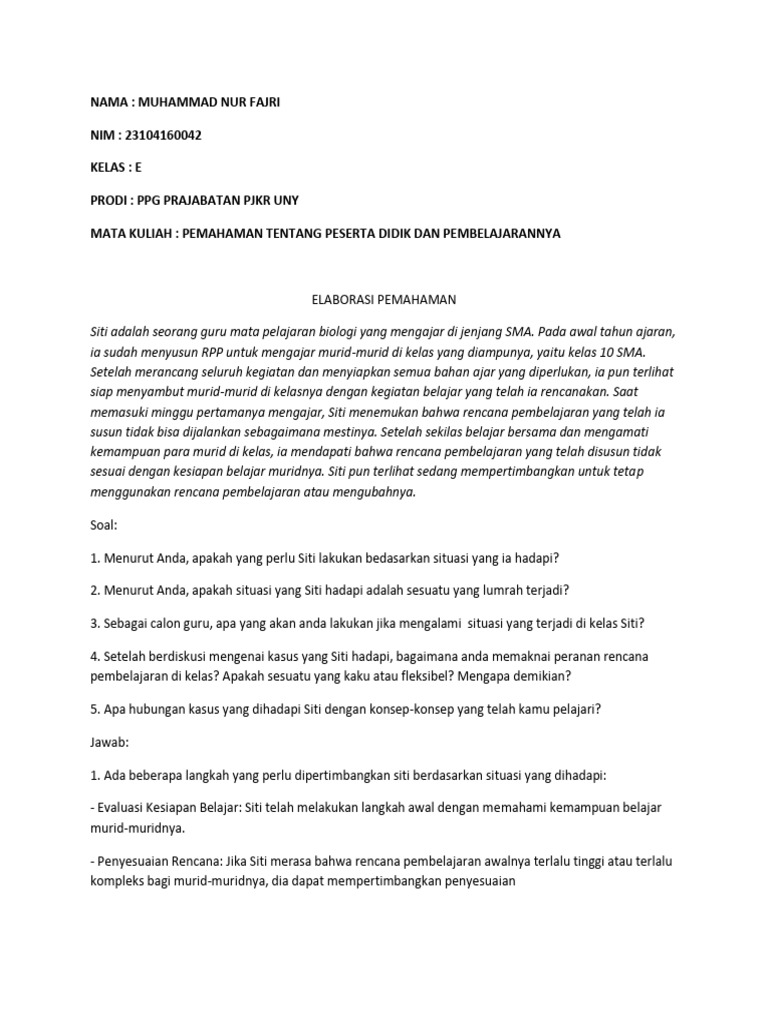 PPDP - T2 - Elaborasi Pemahaman - Muh Nur Fajri | PDF