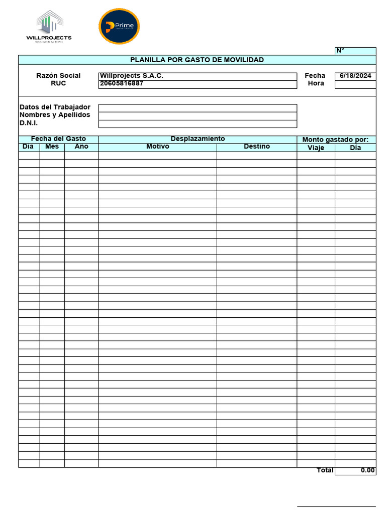 Planilla de Movilidad | PDF