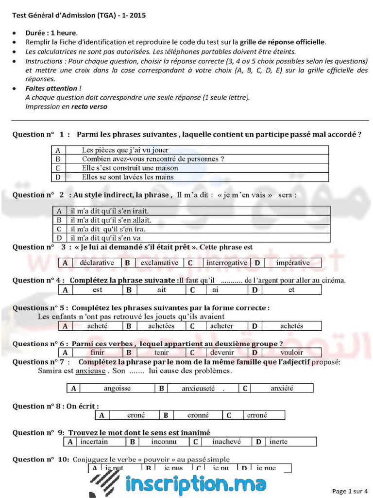 Exemple de Concours APESA IAV 2015 | PDF | Computers