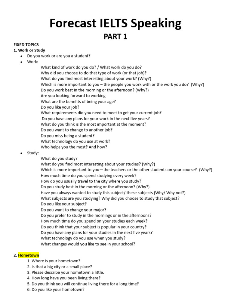 Ielts Speaking Topics - Prompts | PDF