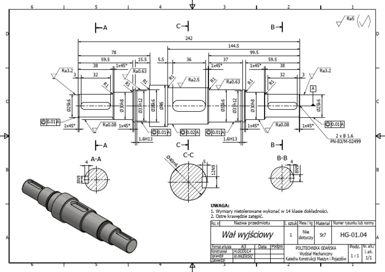 Wał Napędowy Rysunek Wykonawczy | PDF