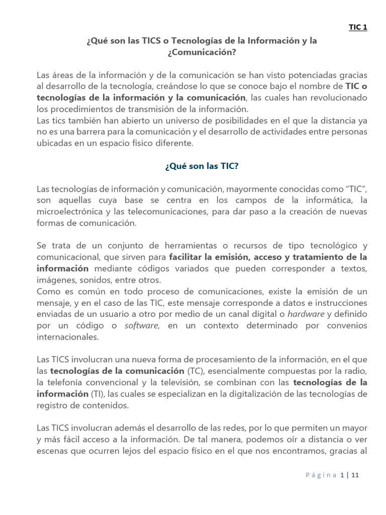Resumen TICS | PDF | Tecnología de información y comunicaciones | Internet