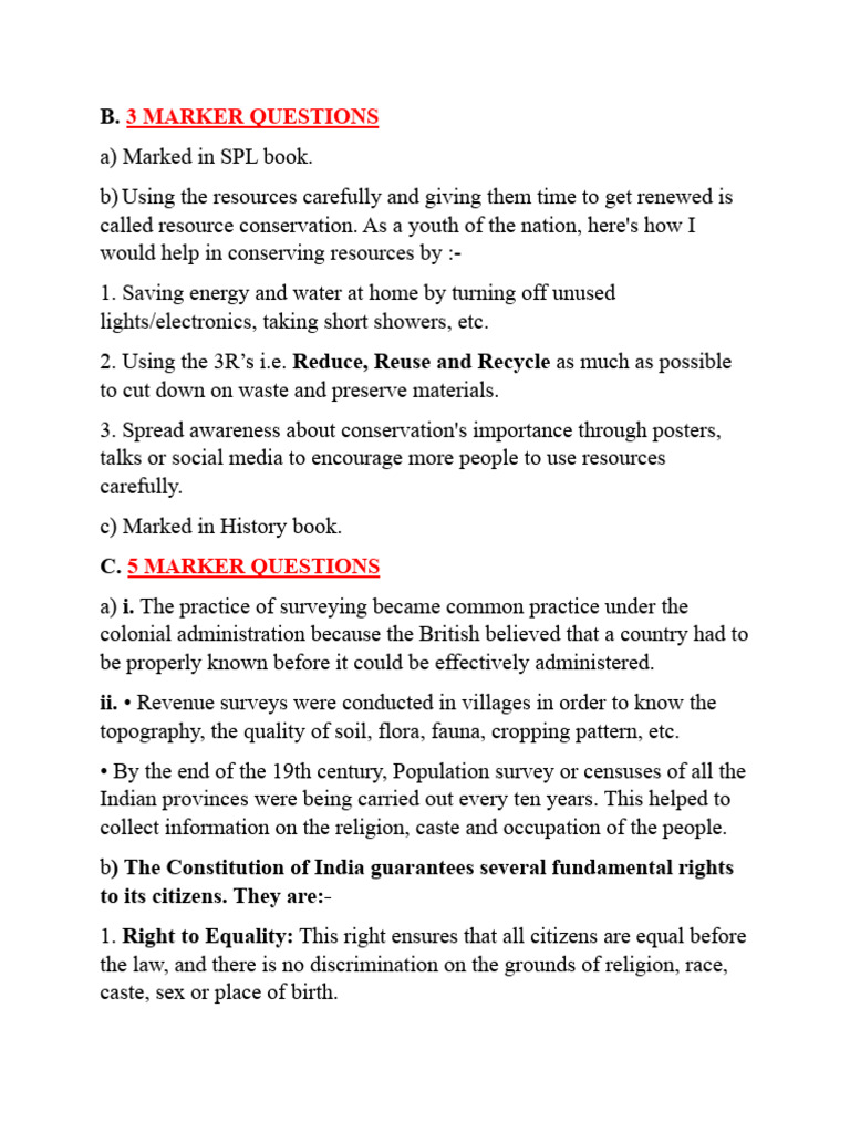 3 Marker Questions | PDF